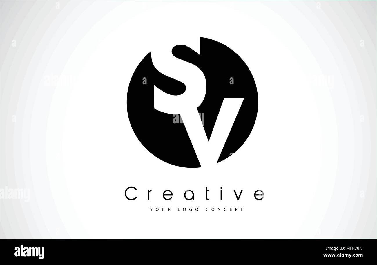 SV Letter Logo Design inside a Black Circle. Creative Lettering Logo ...