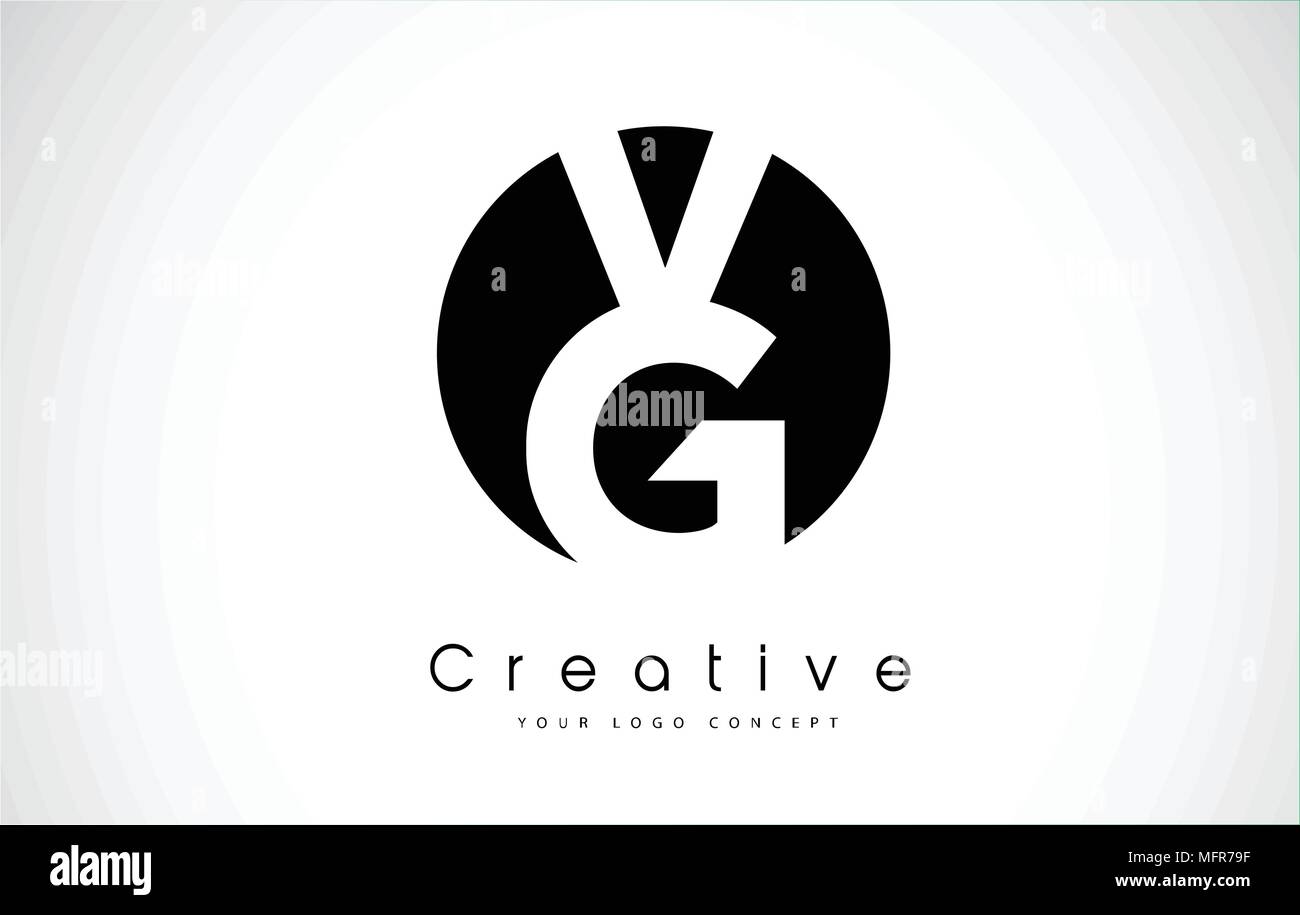 VG Letter Logo Design inside a Black Circle. Creative Lettering Logo ...