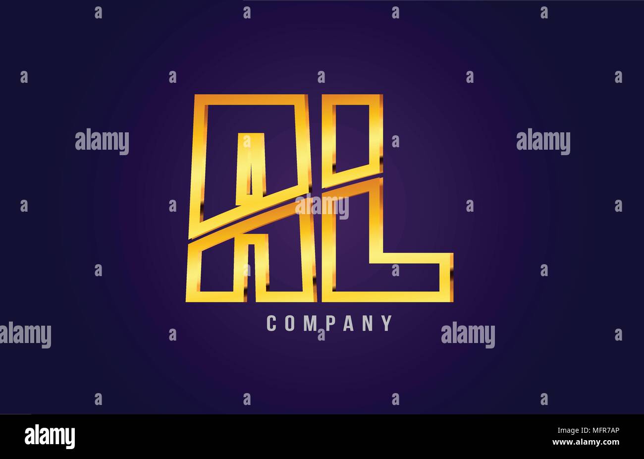 gold golden alphabet letter al a l logo combination design suitable for ...