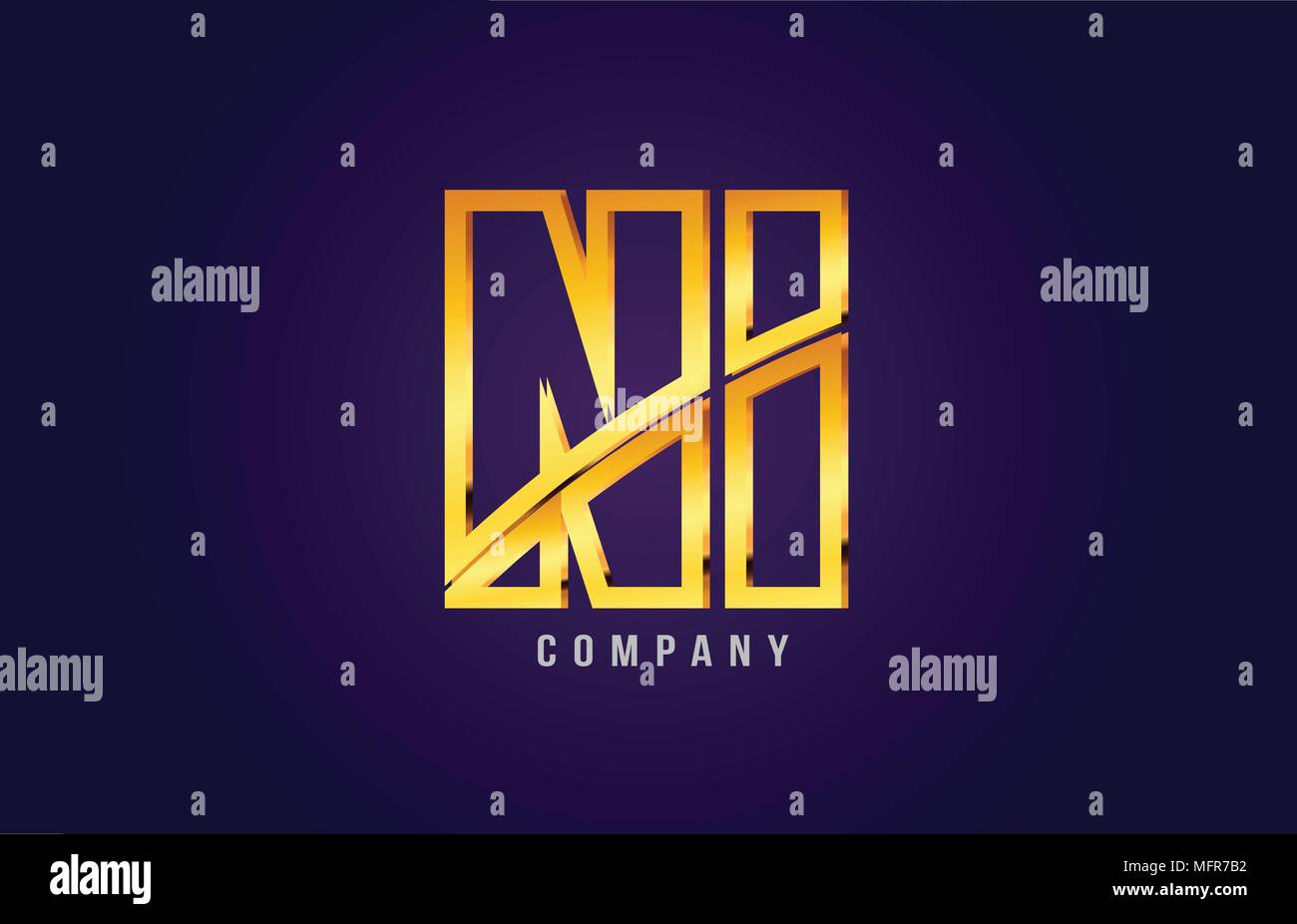 gold golden alphabet letter ni n i logo combination design suitable for ...