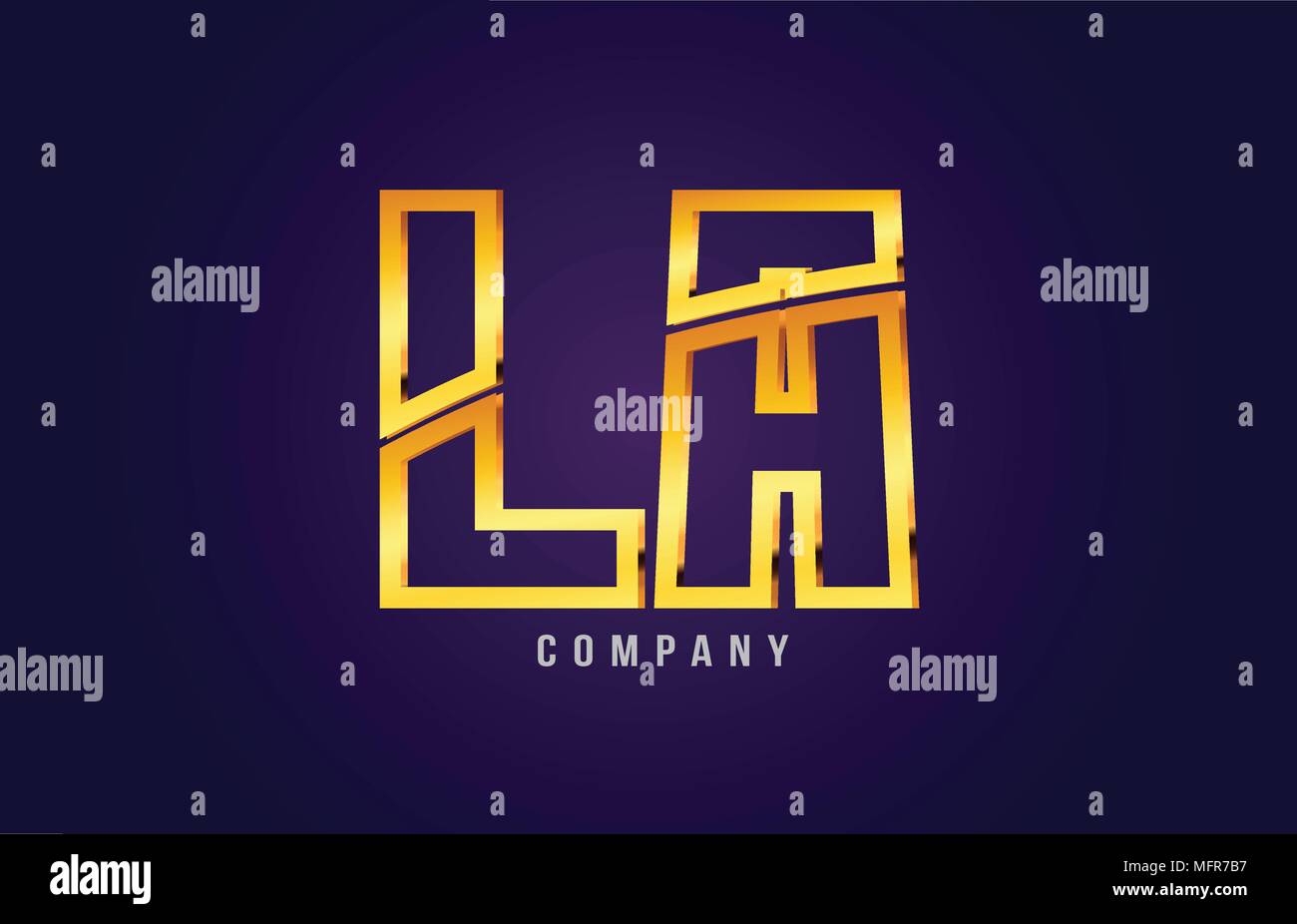 gold golden alphabet letter la l a logo combination design suitable for ...