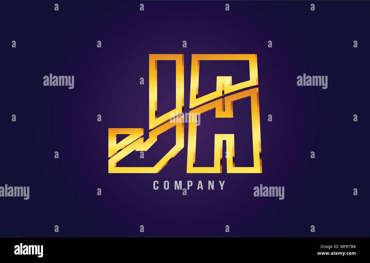 gold golden alphabet letter ja j a logo combination design suitable for ...