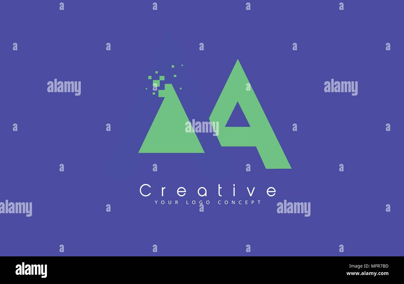AA Letter Logo Design With Negative Space Concept in Blue and Green ...