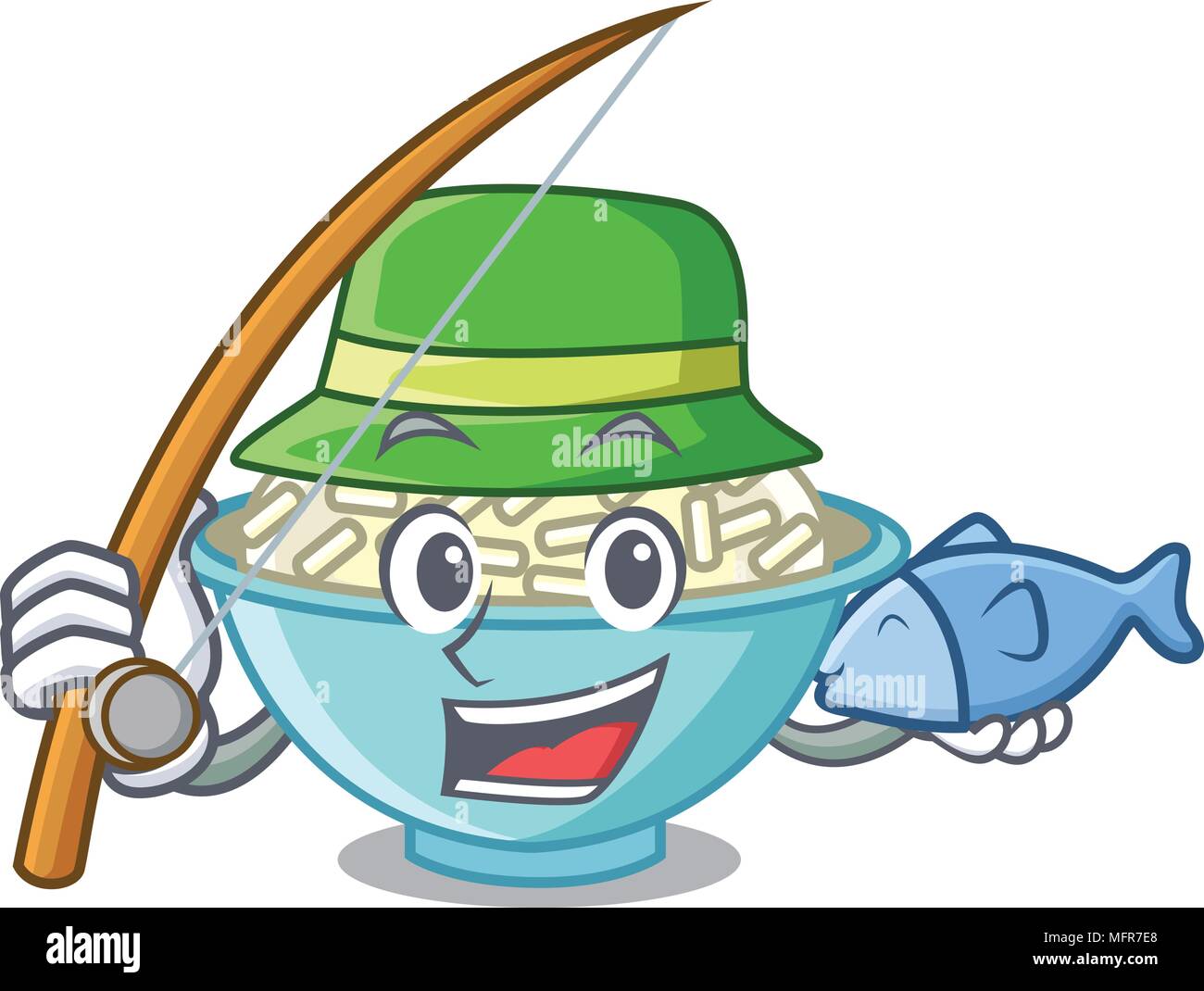 Fishing rice bowl mascot cartoon Stock Vector Image & Art - Alamy