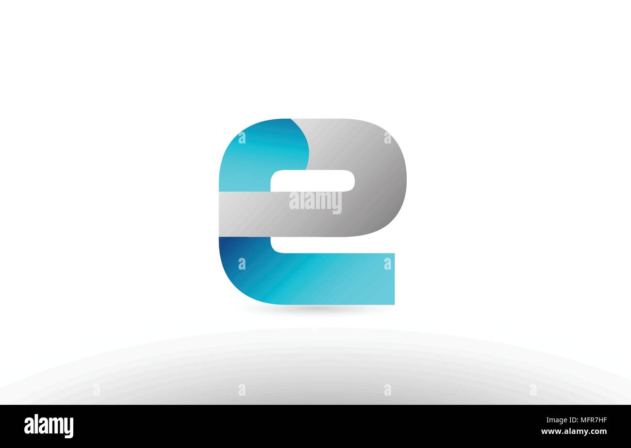 grey blue alphabet letter e logo 3d design suitable for a company or ...