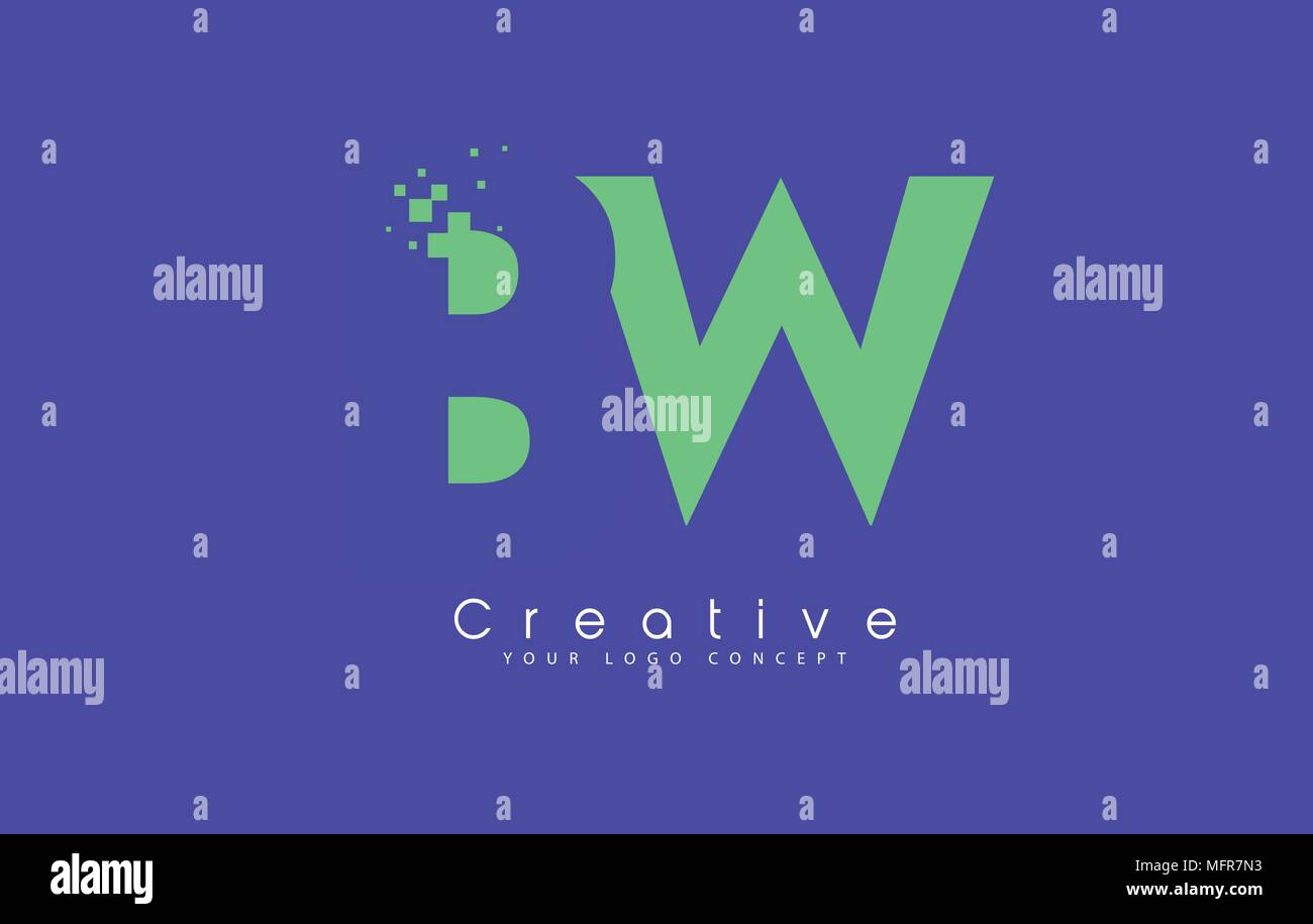 BW Letter Logo Design With Negative Space Concept in Blue and Green ...