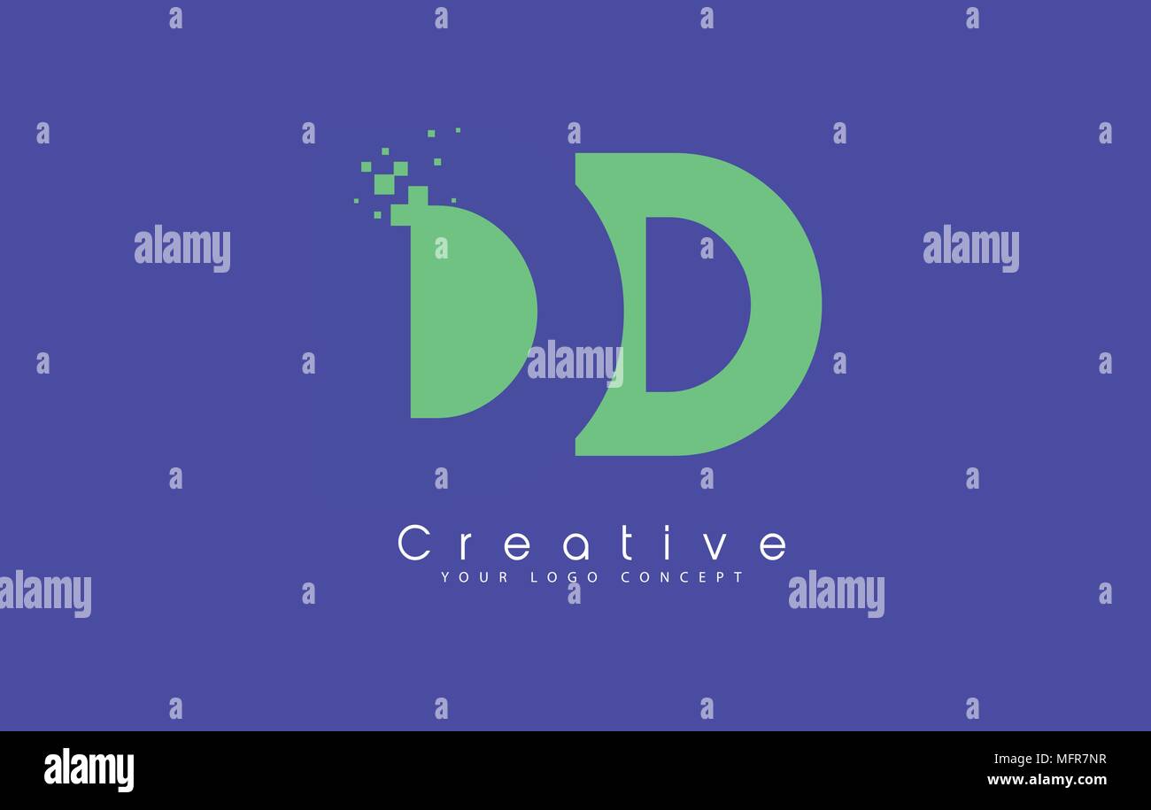 DD Letter Logo Design With Negative Space Concept in Blue and Green ...