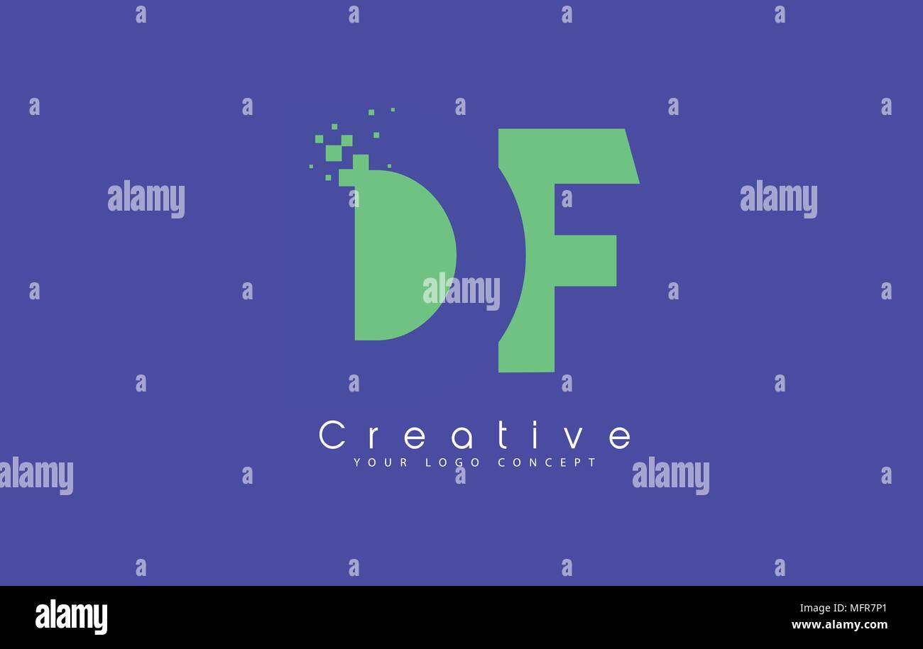 DF Letter Logo Design With Negative Space Concept in Blue and Green ...