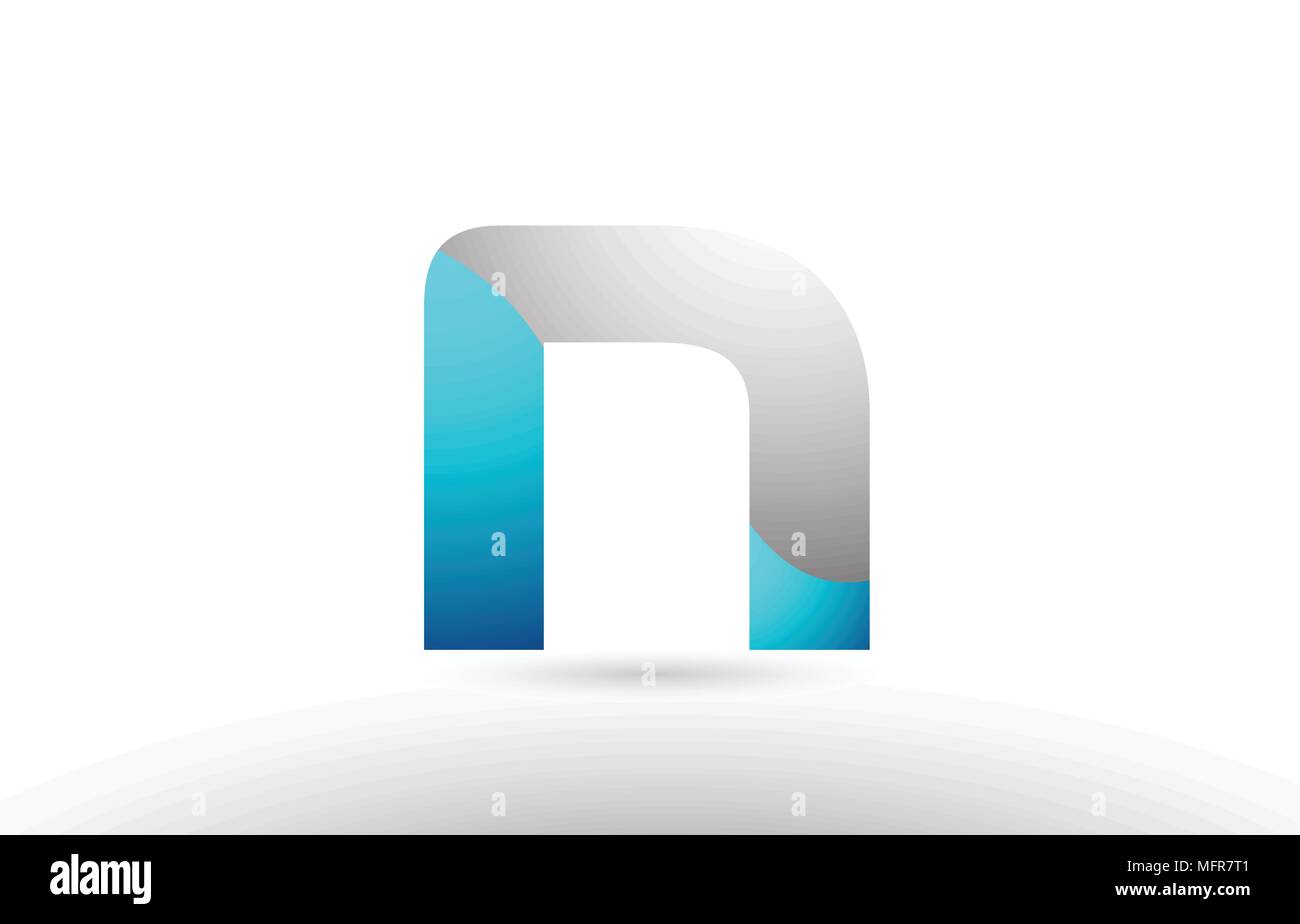 grey blue alphabet letter n logo 3d design suitable for a company or ...