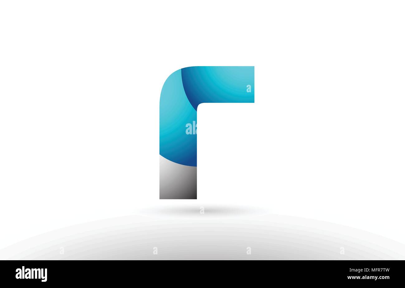 grey blue alphabet letter r logo 3d design suitable for a company or ...