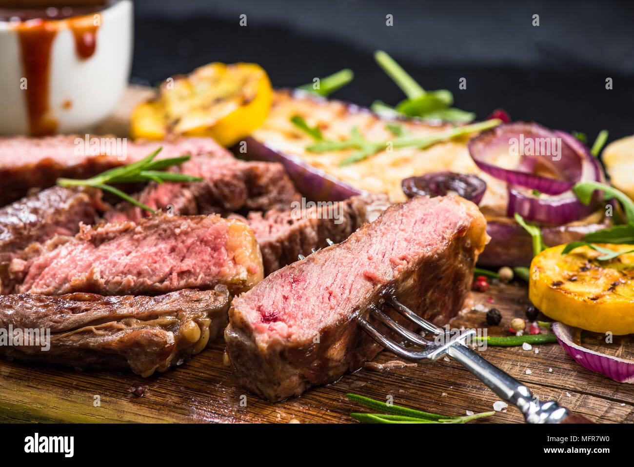 Medium rare steak, close up Stock Photo - Alamy