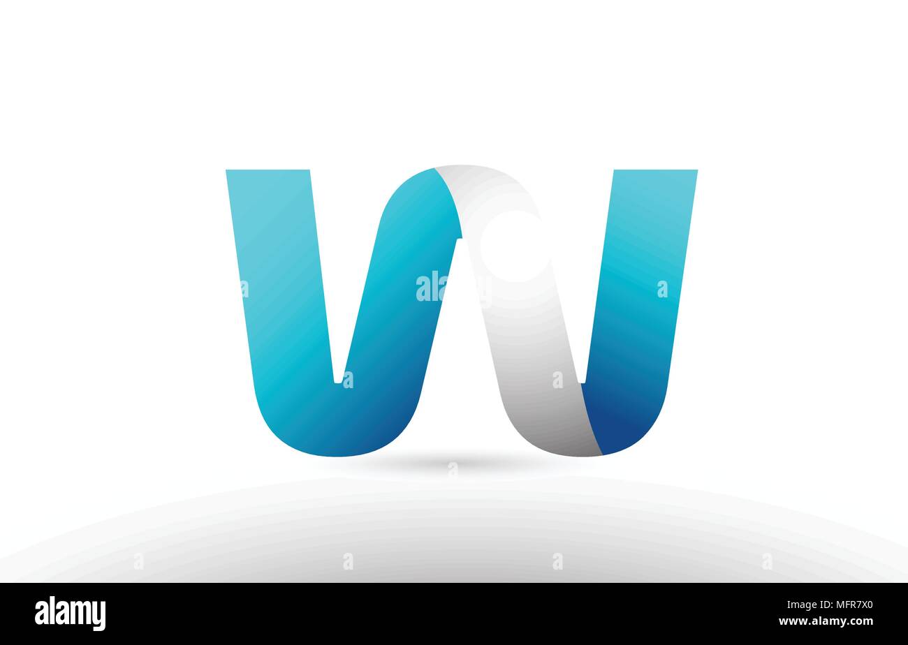 grey blue alphabet letter w logo 3d design suitable for a company or ...