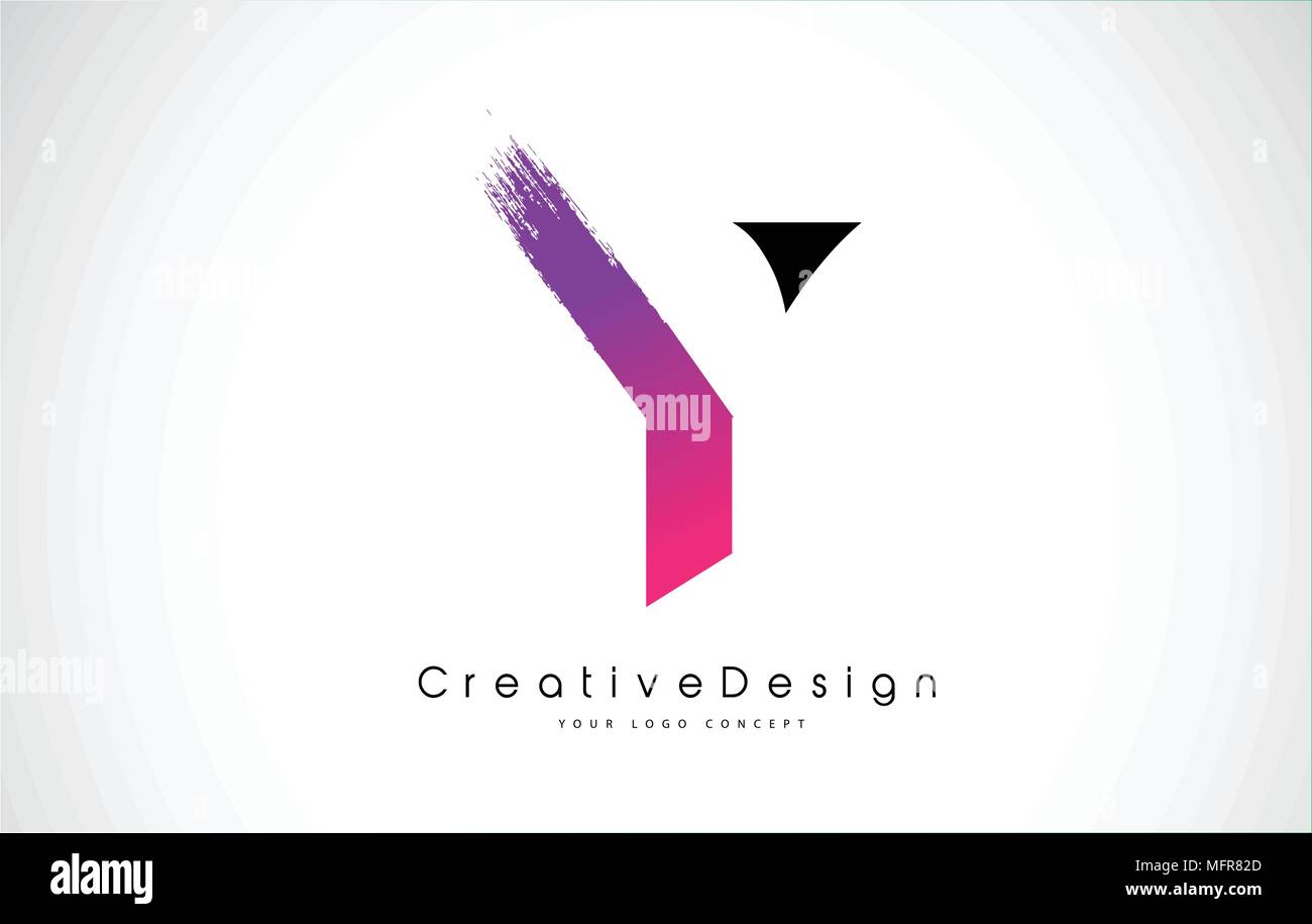 Y Letter Logo Design with Creative Pink Purple Brush Stroke Vector ...
