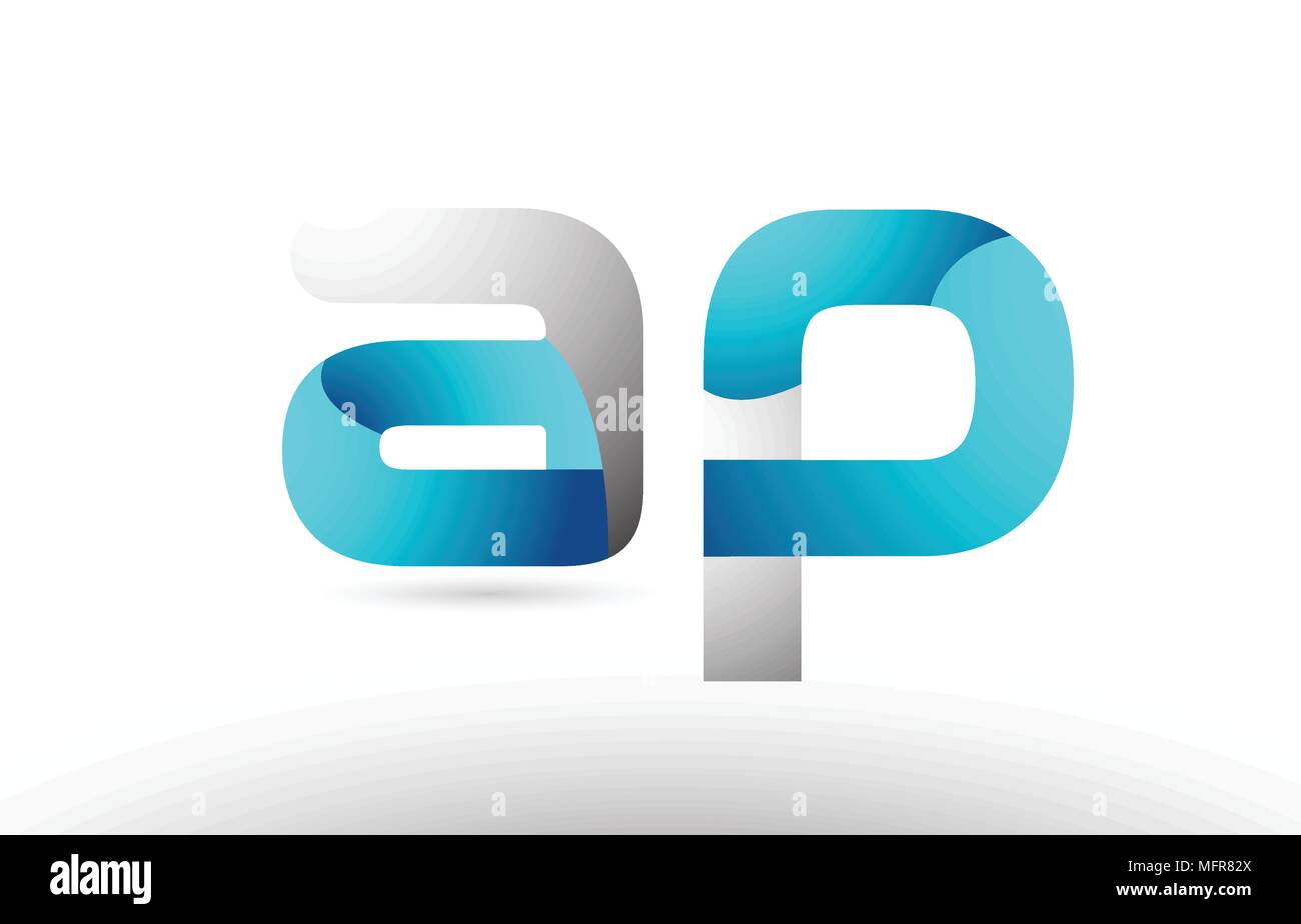 grey blue alphabet letter ap a p logo 3d design suitable for a company ...
