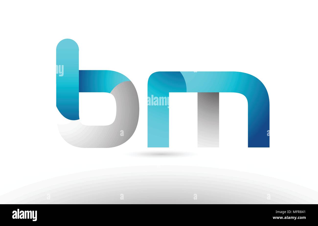 grey blue alphabet letter bm b m logo 3d design suitable for a company ...