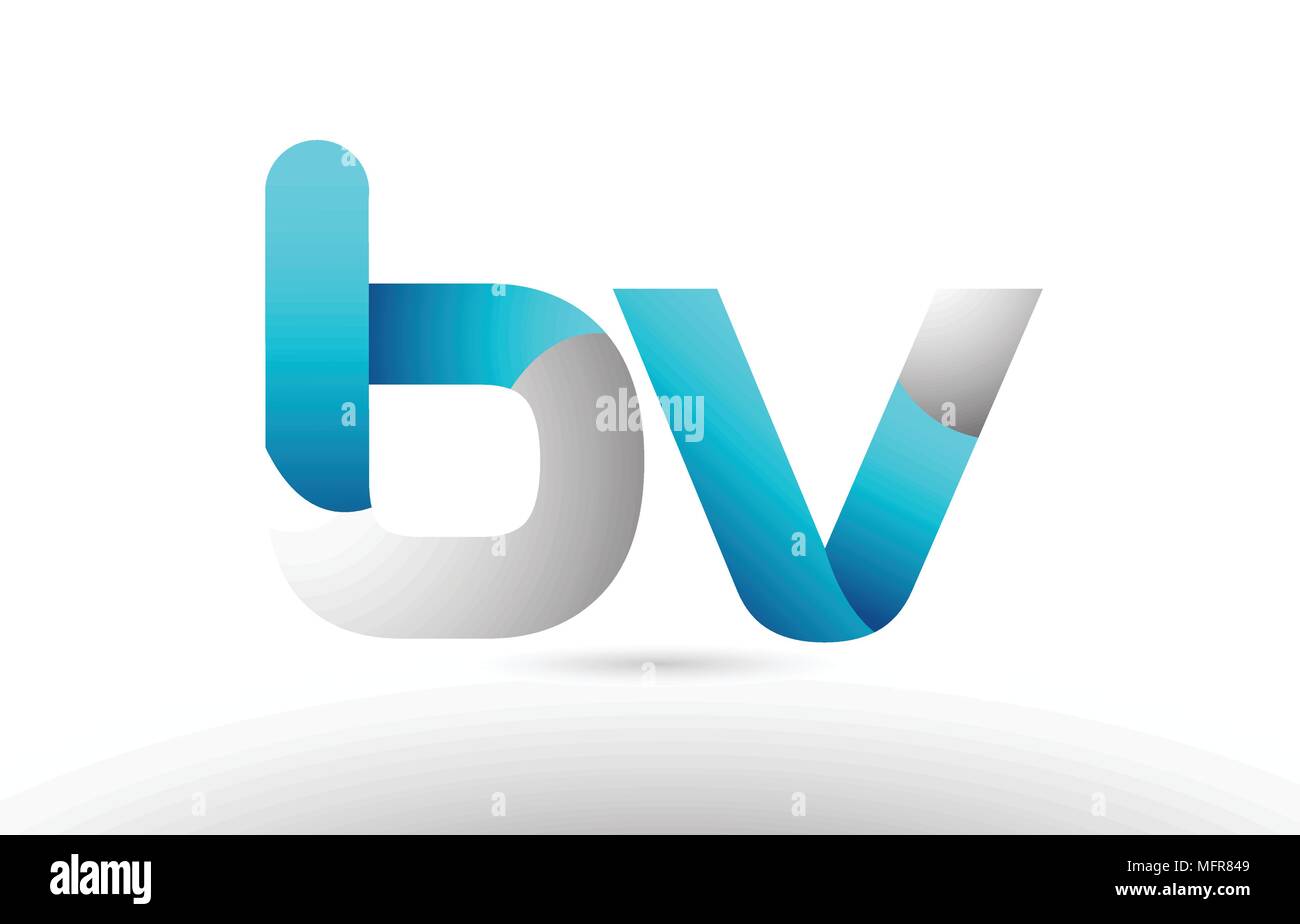 grey blue alphabet letter bv b v logo 3d design suitable for a company ...