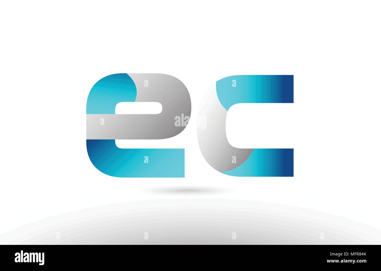 grey blue alphabet letter ec e c logo 3d design suitable for a company ...