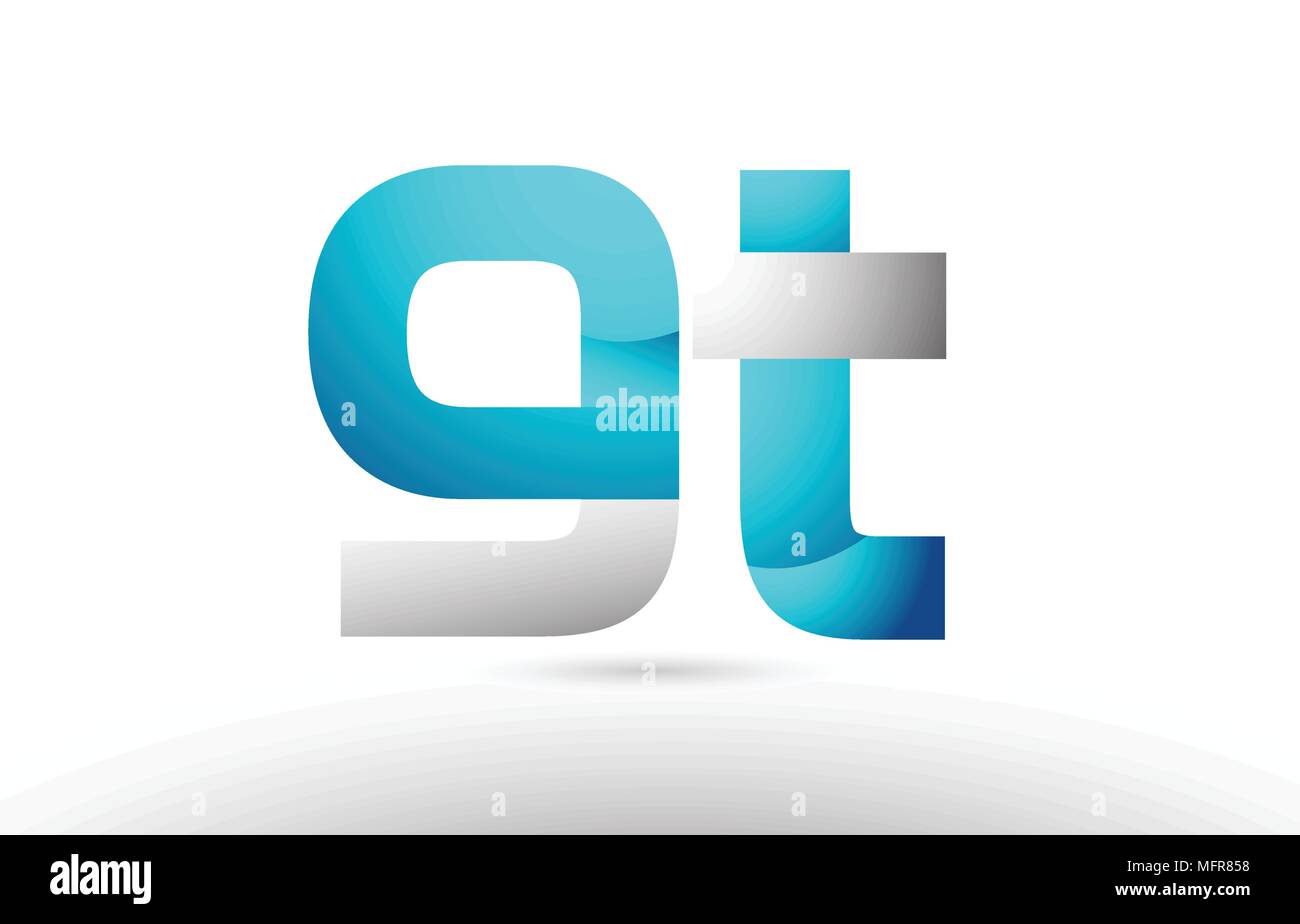 grey blue alphabet letter gt g t logo 3d design suitable for a company ...