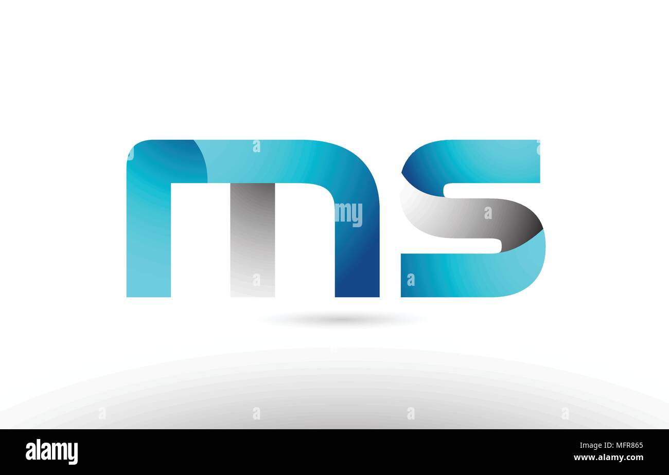 grey blue alphabet letter ms m s logo 3d design suitable for a company ...