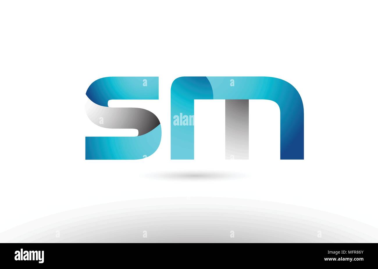 grey blue alphabet letter sm s m logo 3d design suitable for a company ...