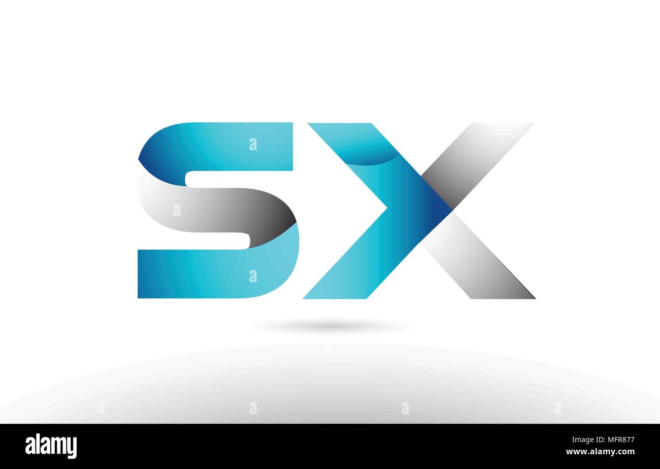 grey blue alphabet letter sx s x logo 3d design suitable for a company ...