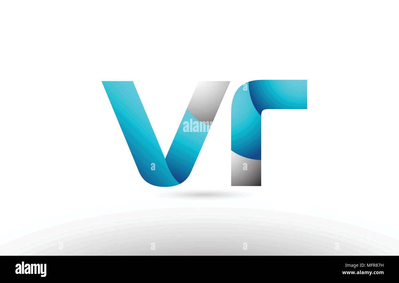 grey blue alphabet letter vr v r logo 3d design suitable for a company ...