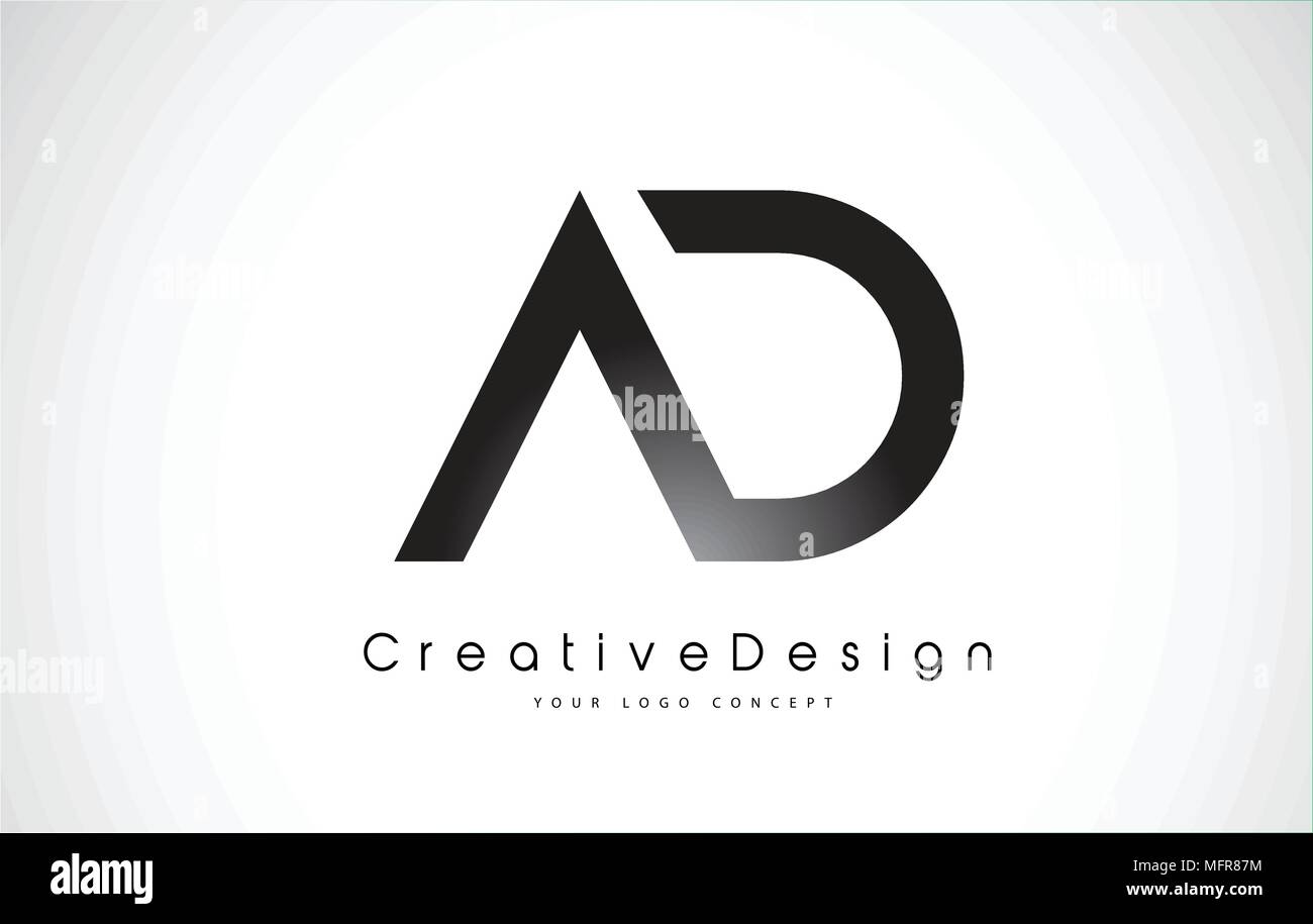 AD Letter Logo Design in Black Colors. Creative Modern Letters Vector ...