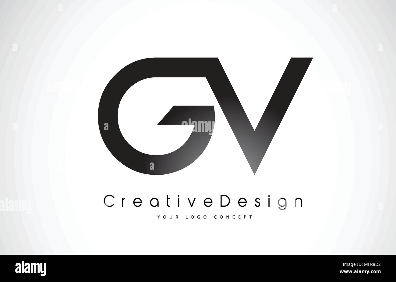 GV G V Letter Logo Design in Black Colors. Creative Modern Letters ...