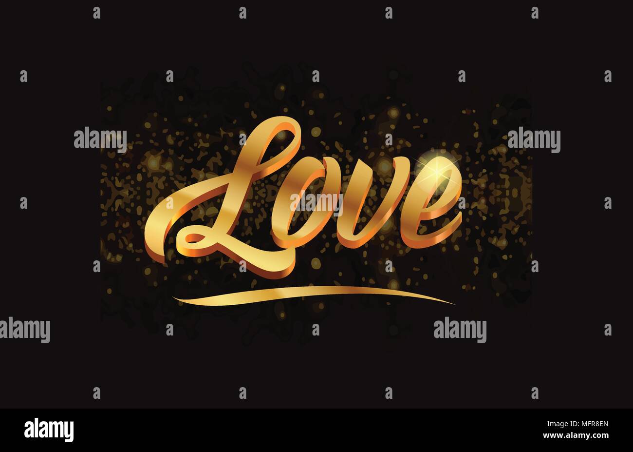 love gold word text with sparkle and glitter background suitable for ...