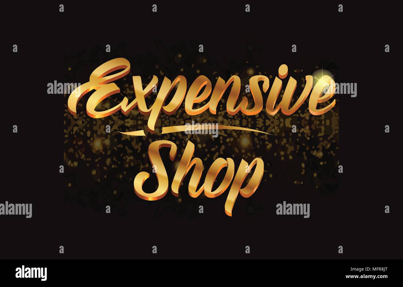 expensive shop gold word text with sparkle and glitter background ...