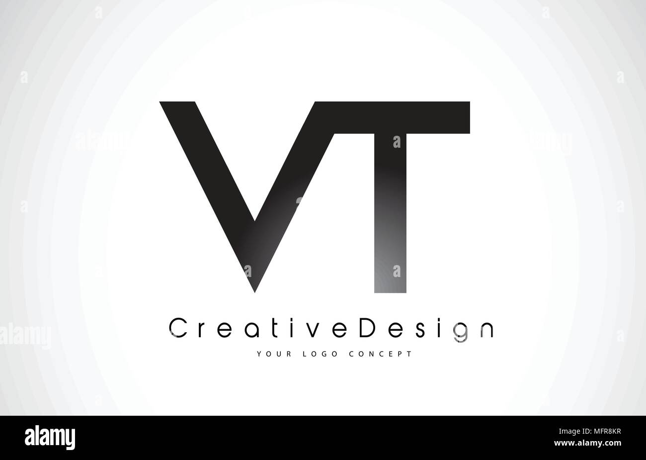 VT V T Letter Logo Design in Black Colors. Creative Modern Letters ...