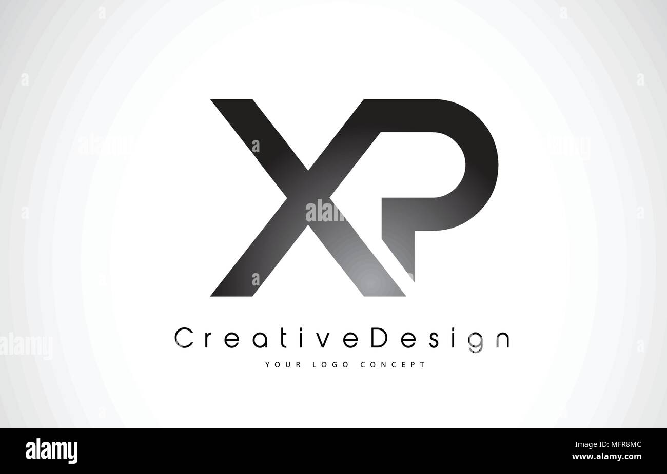 XP X P Letter Logo Design in Black Colors. Creative Modern Letters ...