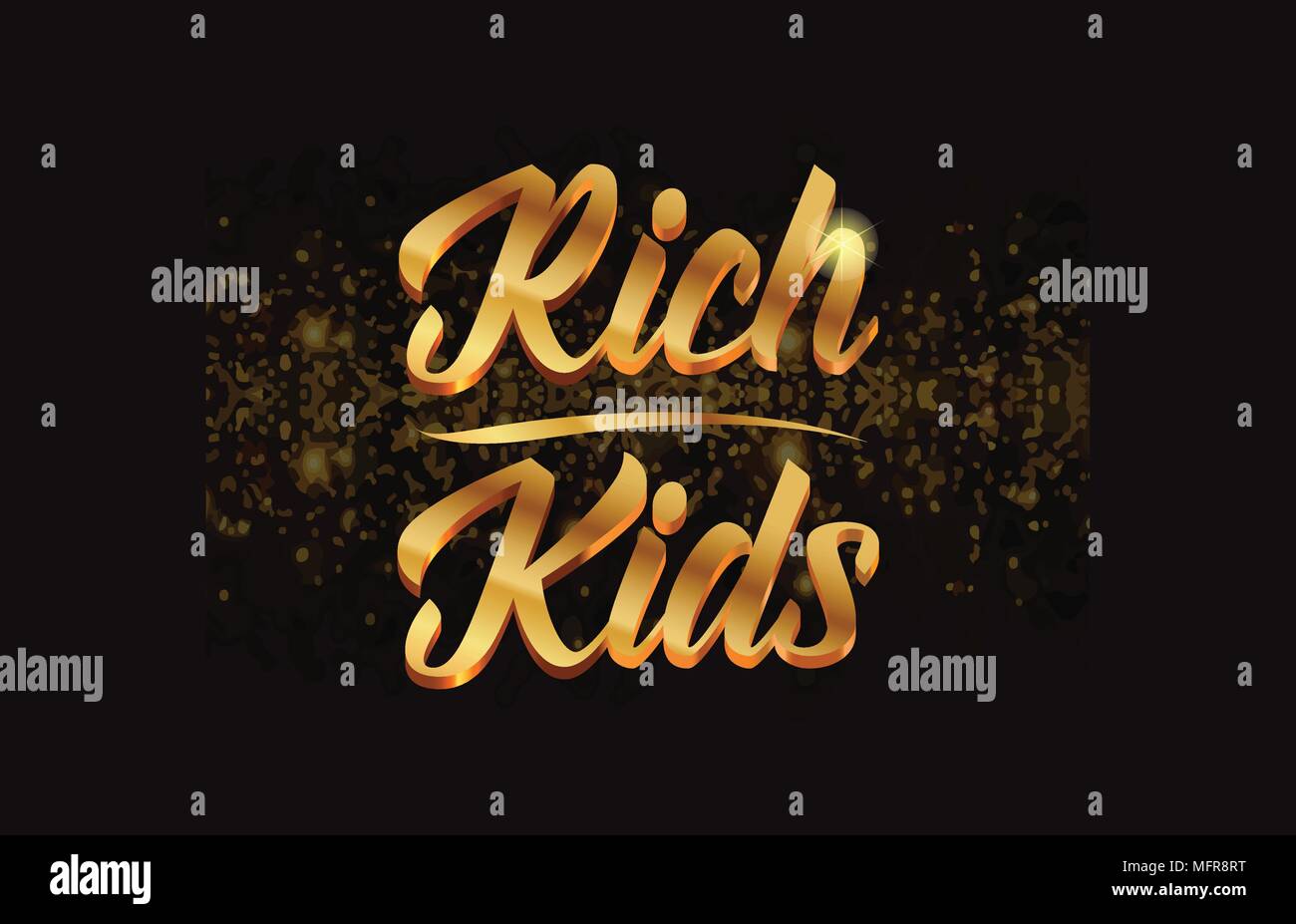 rich kids gold word text with sparkle and glitter background suitable ...