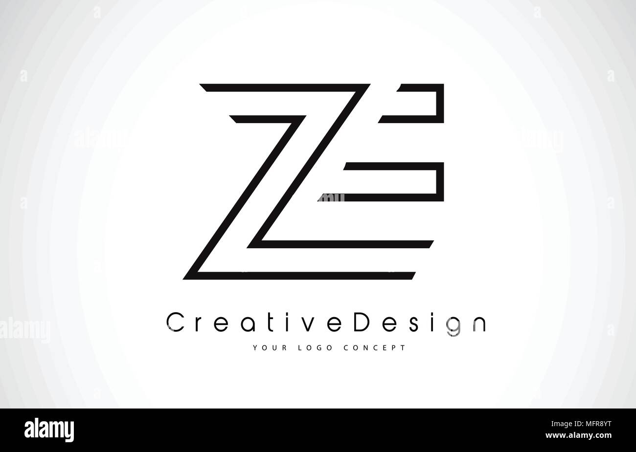 ZE Z E Letter Logo Design in Black Colors. Creative Modern Letters ...
