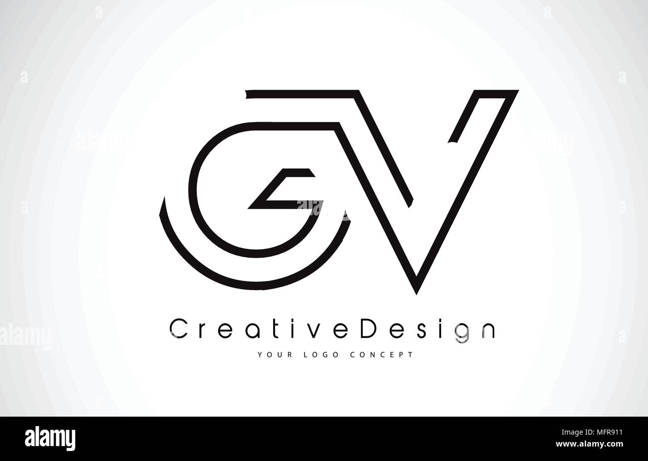 GV G V Letter Logo Design in Black Colors. Creative Modern Letters ...
