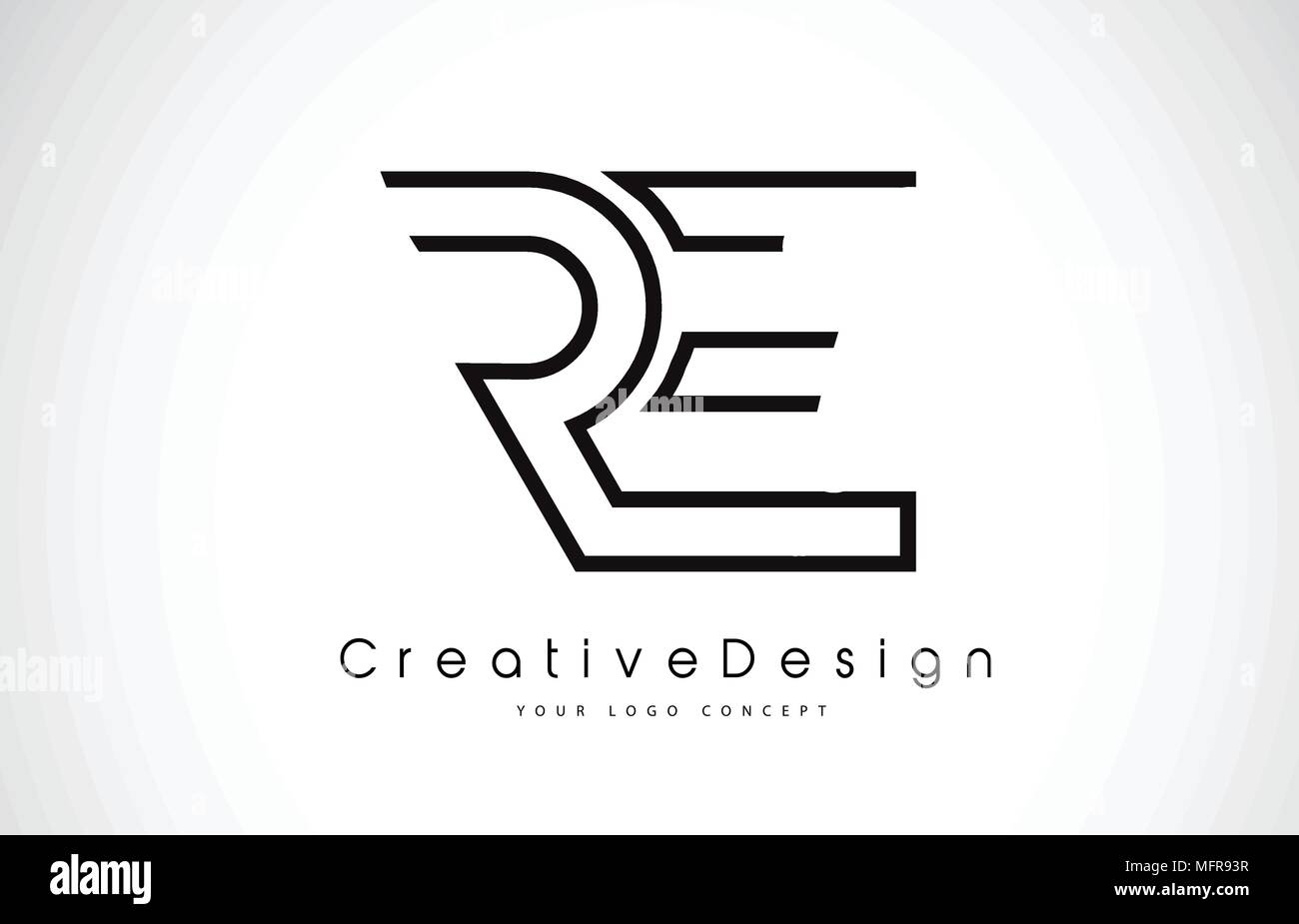 RE R E Letter Logo Design in Black Colors. Creative Modern Letters ...