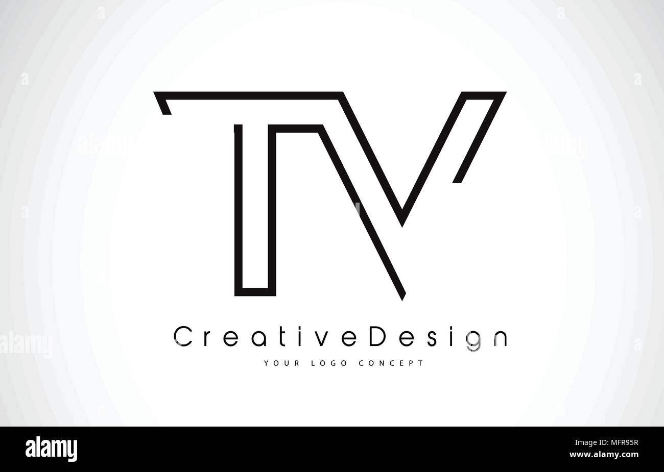 TV T V Letter Logo Design in Black Colors. Creative Modern Letters ...