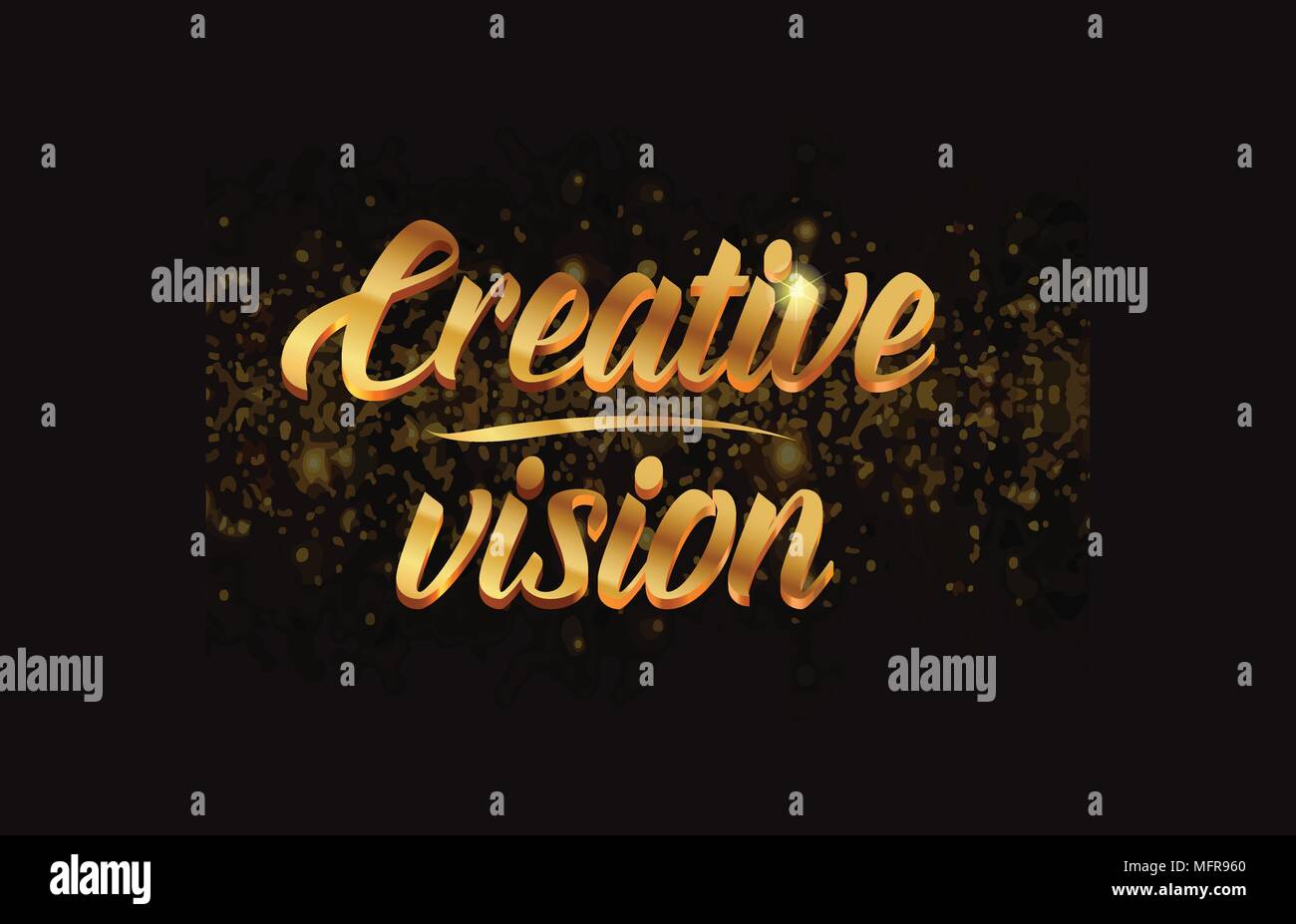 creative vision gold word text with sparkle and glitter background ...