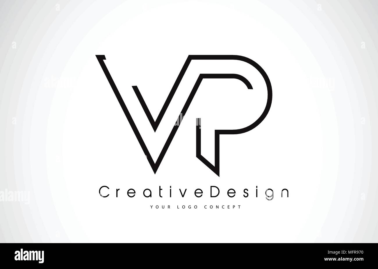 VP V P Letter Logo Design in Black Colors. Creative Modern Letters ...
