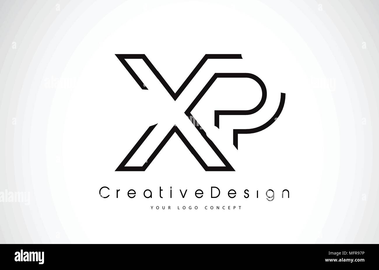XP X P Letter Logo Design in Black Colors. Creative Modern Letters ...