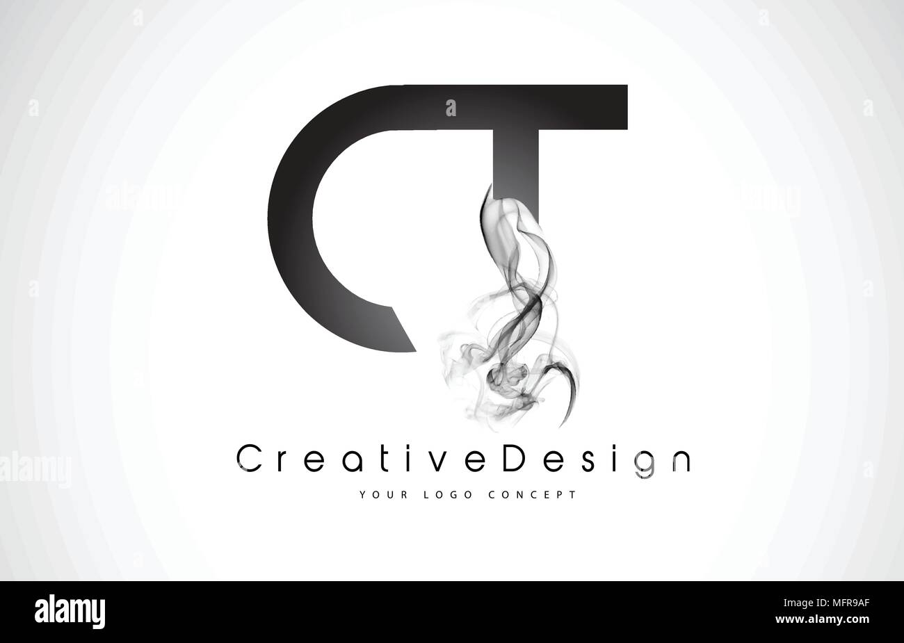 CT Letter Logo Design with Black Smoke. Creative Modern Smoke Letters ...