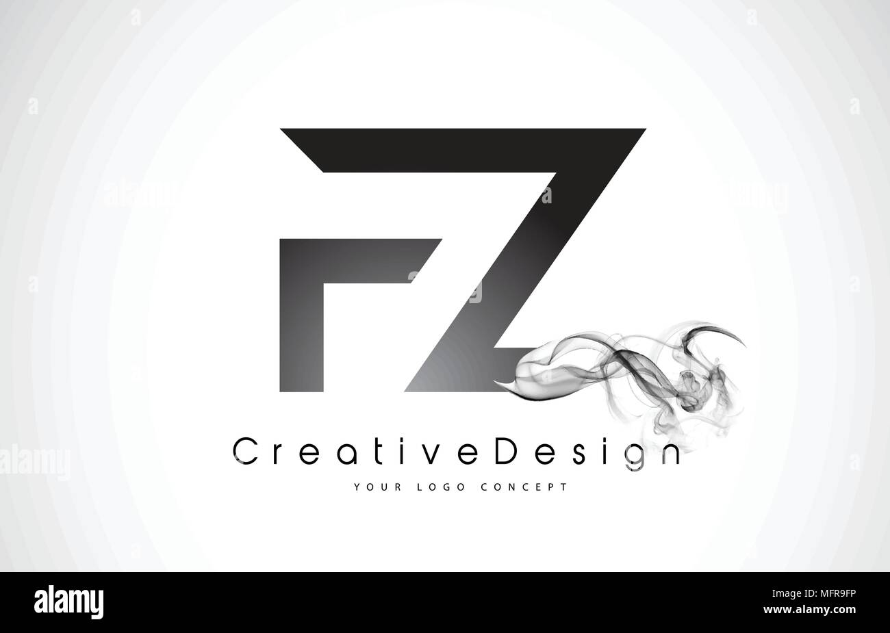 FZ Letter Logo Design with Black Smoke. Creative Modern Smoke Letters ...