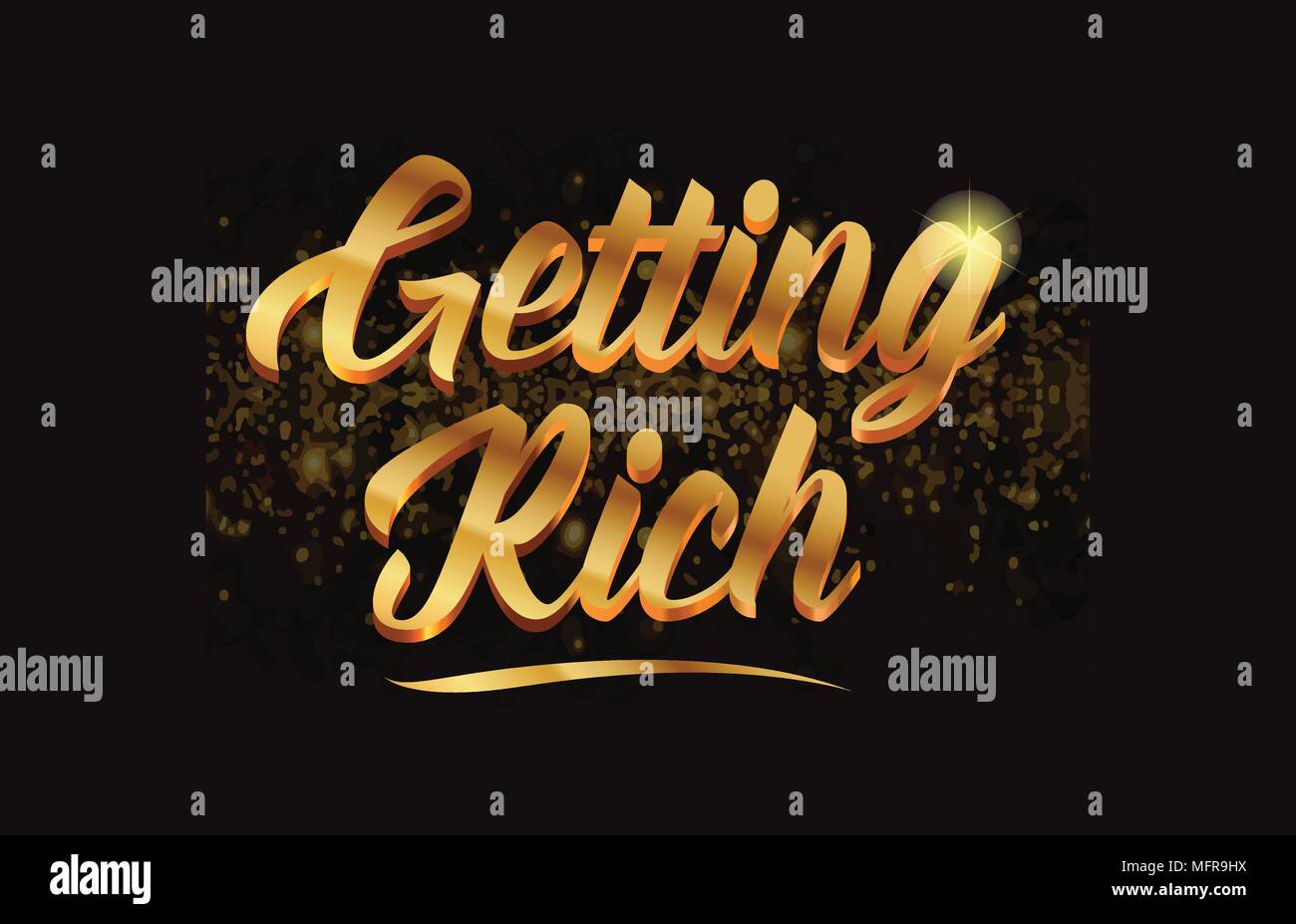 getting rich gold word text with sparkle and glitter background ...