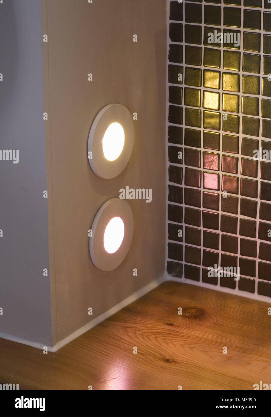 Close up of recessed wall lights Stock Photo - Alamy