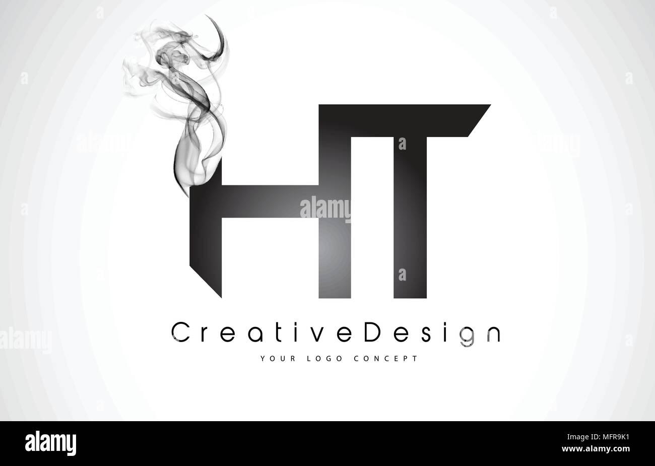 HT Letter Logo Design with Black Smoke. Creative Modern Smoke Letters ...