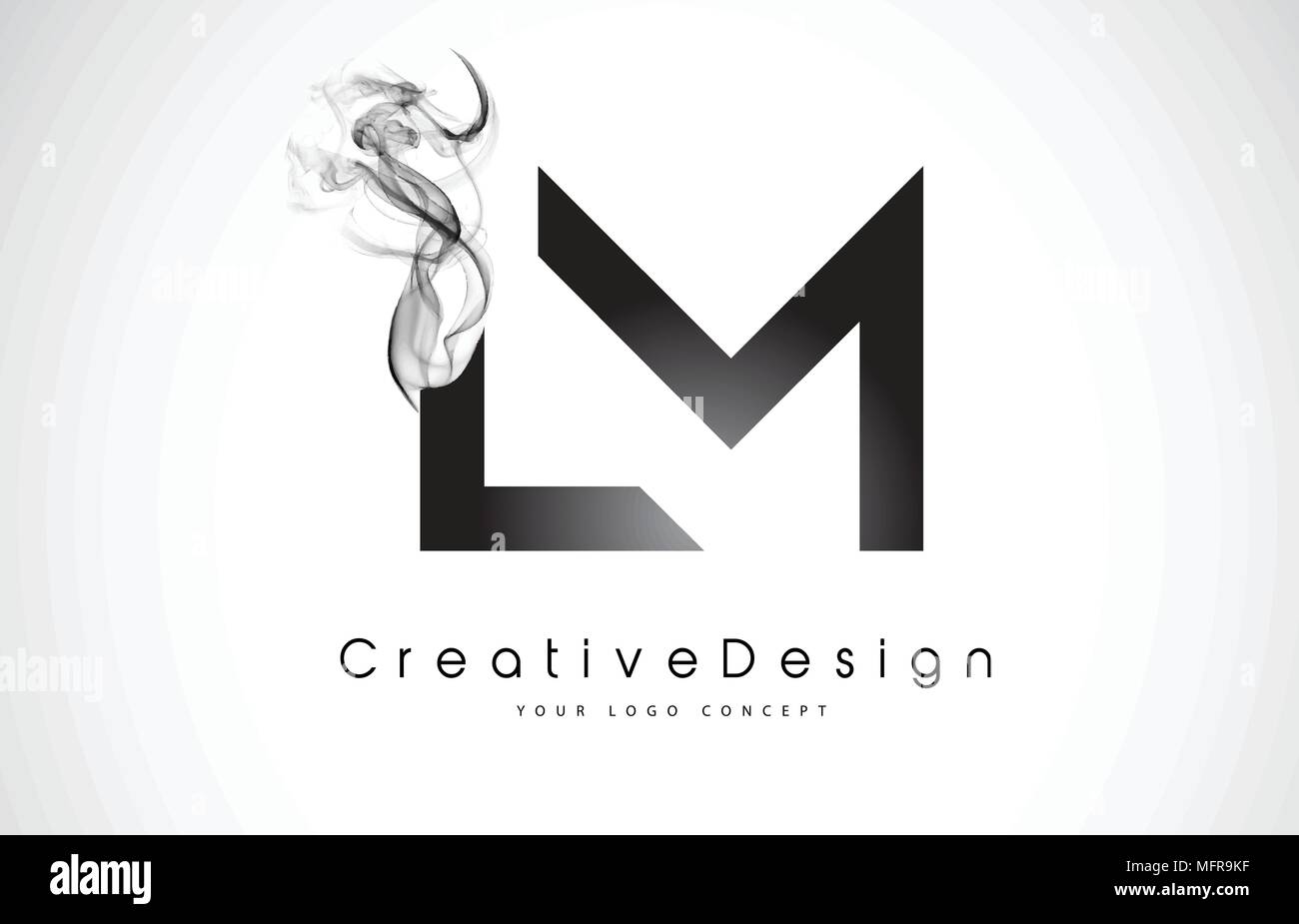 LM Letter Logo Design with Black Smoke. Creative Modern Smoke Letters ...