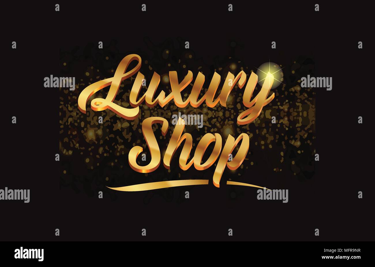 luxury shop gold word text with sparkle and glitter background suitable ...
