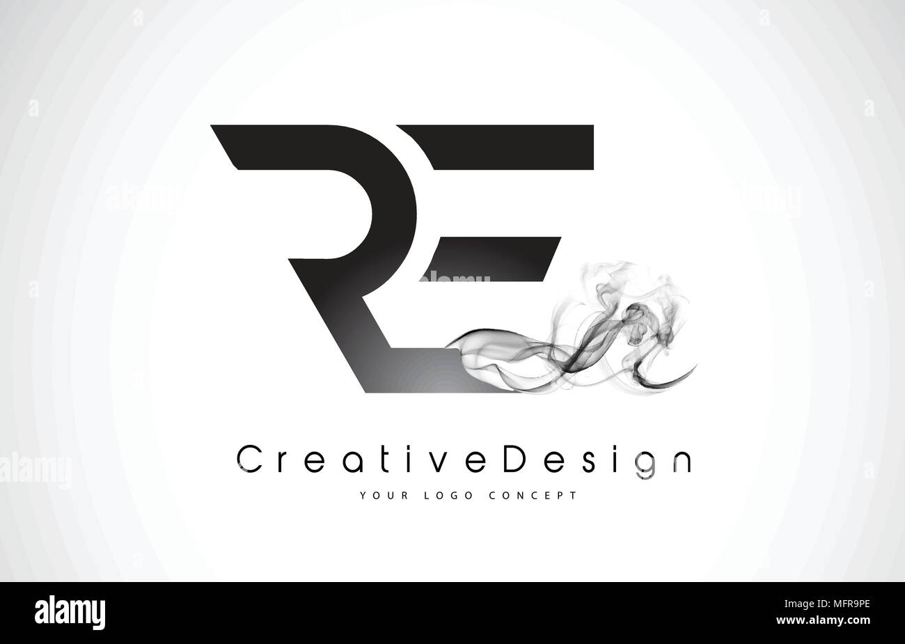 RE Letter Logo Design with Black Smoke. Creative Modern Smoke Letters ...