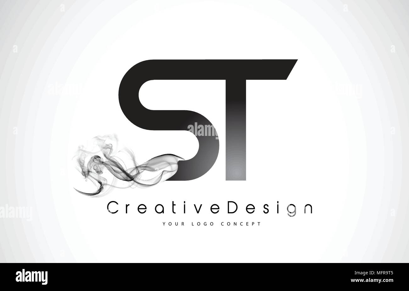 ST Letter Logo Design with Black Smoke. Creative Modern Smoke Letters ...