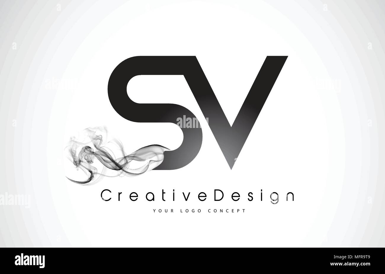 SV Letter Logo Design with Black Smoke. Creative Modern Smoke Letters ...